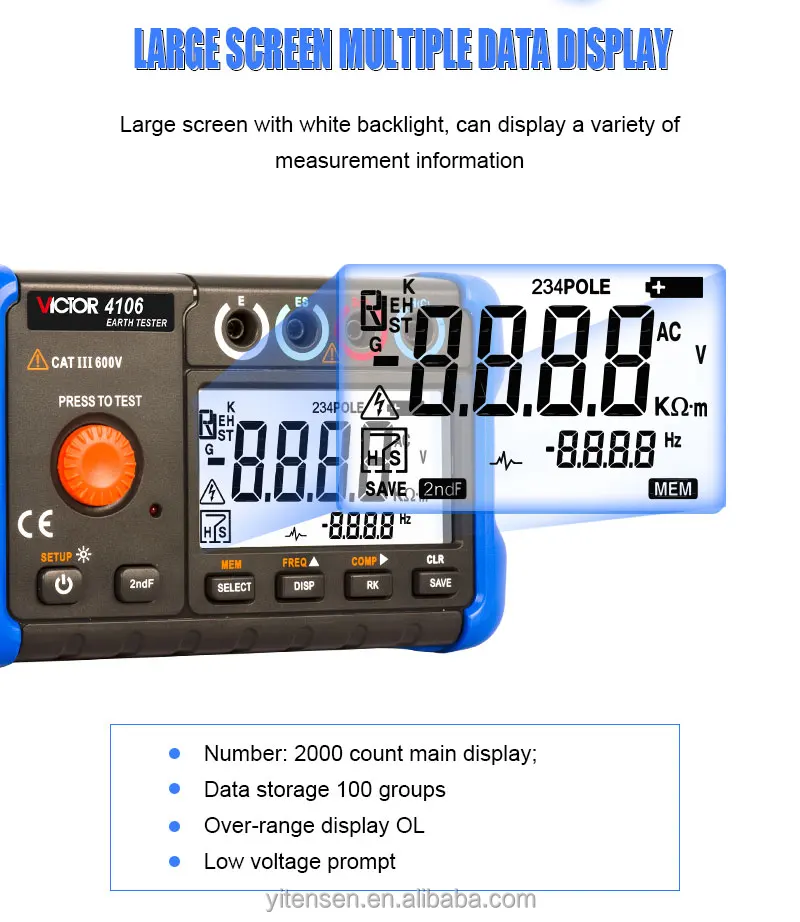 Victor 4106 Earth Resistancetester 2 Pole 3poles 4 Poles Method Voltage ...