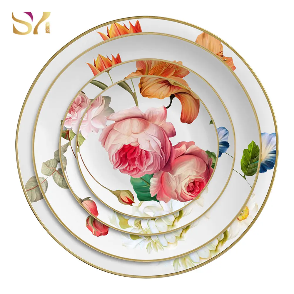 Luxury Tableware - Ceramic Dinnerware Sets with Gold Rim