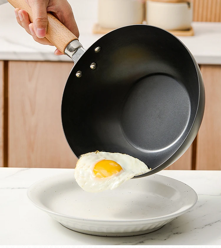 Traditional 20cm Small Iron Wok For One Person,Non-stick Uncoated ...