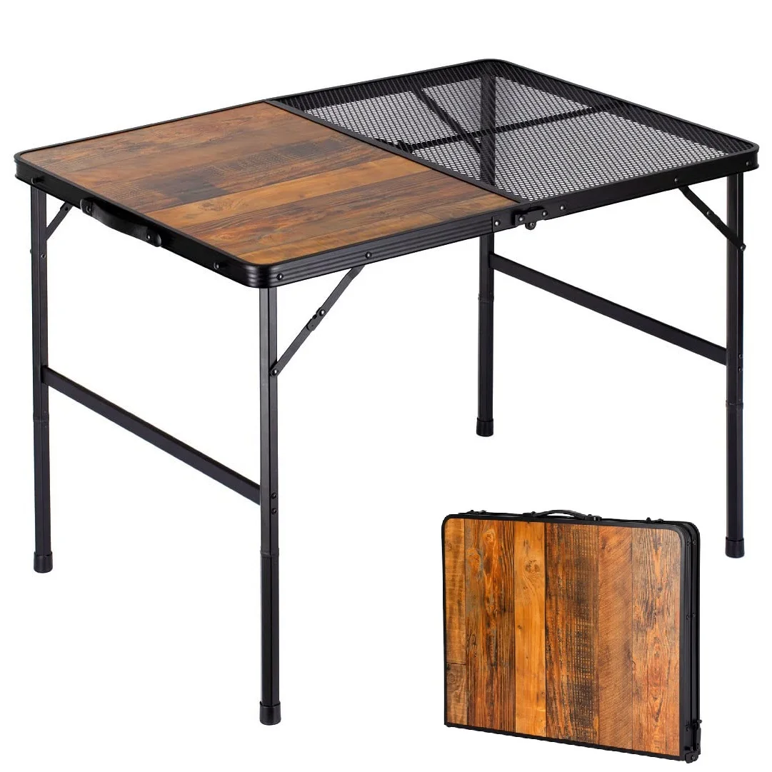 90cm Custom picnic barbecue BBQ metal camping table de foldable Outdoor 3ft black adjustable ...