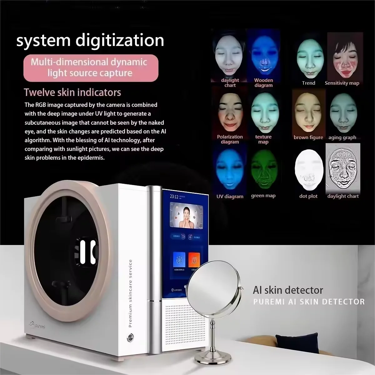 Professional Facial 3d Skin Analyzer Facial Scanner For Dermatology ...