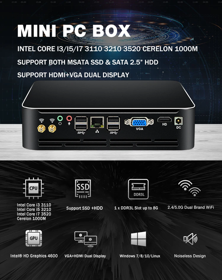 Cheap Minipc Intel CORE I3 I5 I7 Desktop Computer Support HD+VGA 8 USB ...