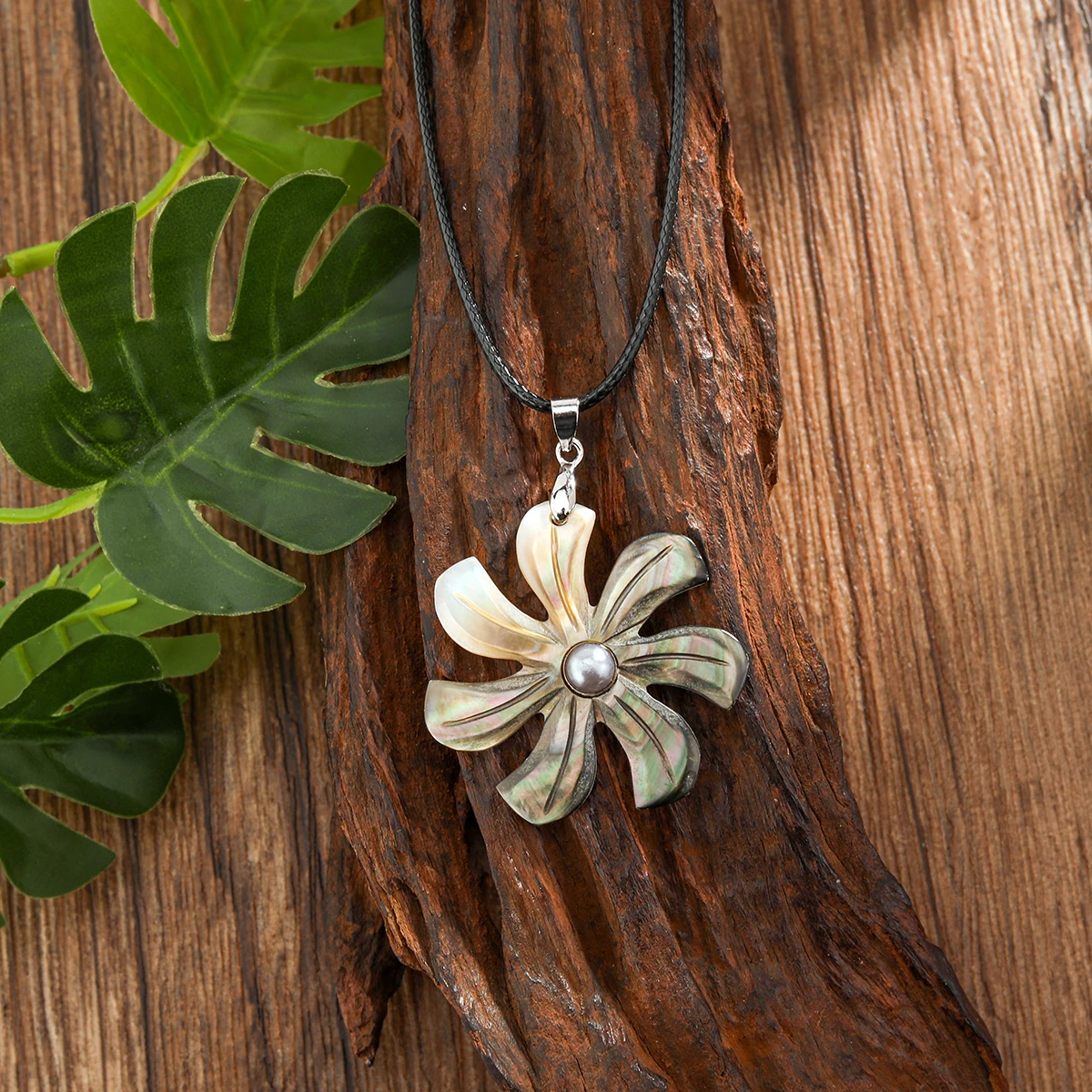 Personality Hawaii Samoan Necklace Flower Design Mother of Pearl ...