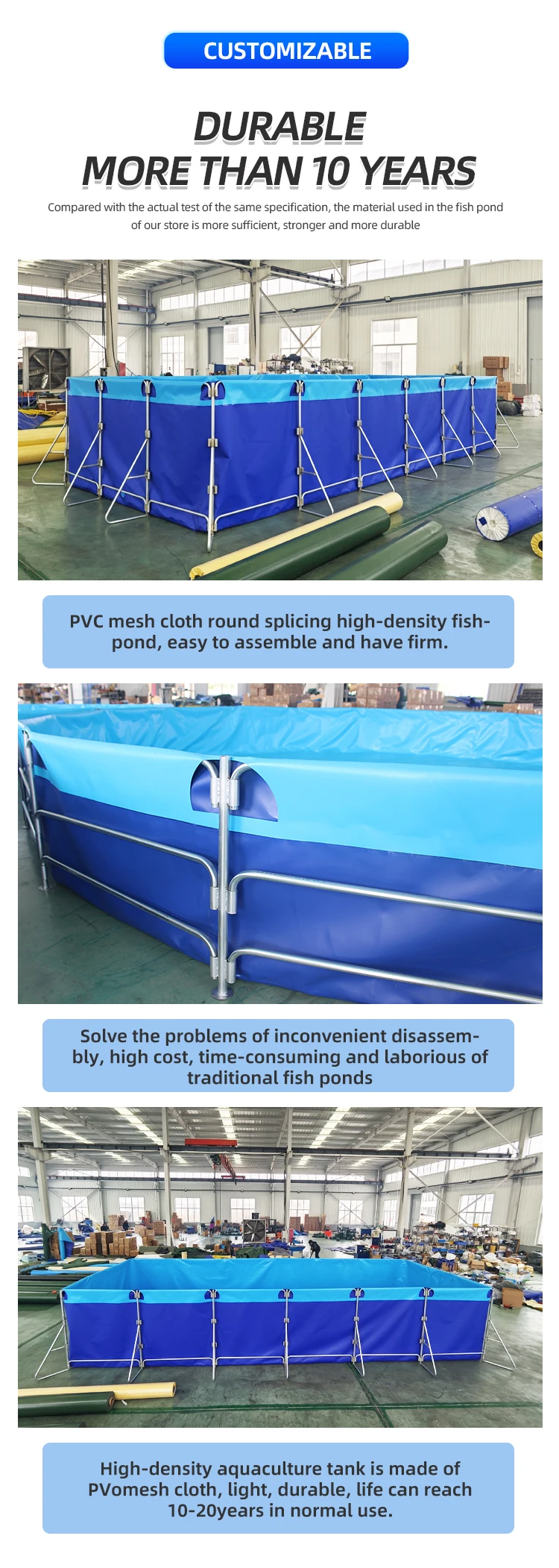 Aquaculture System - Foldable PVC Fish Pond for Shrimp Fish Raising