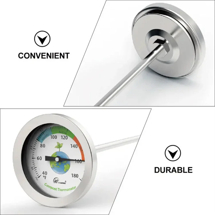 10~76 Degree Soil Thermometer Probe Detector Compost Temperature Long ...