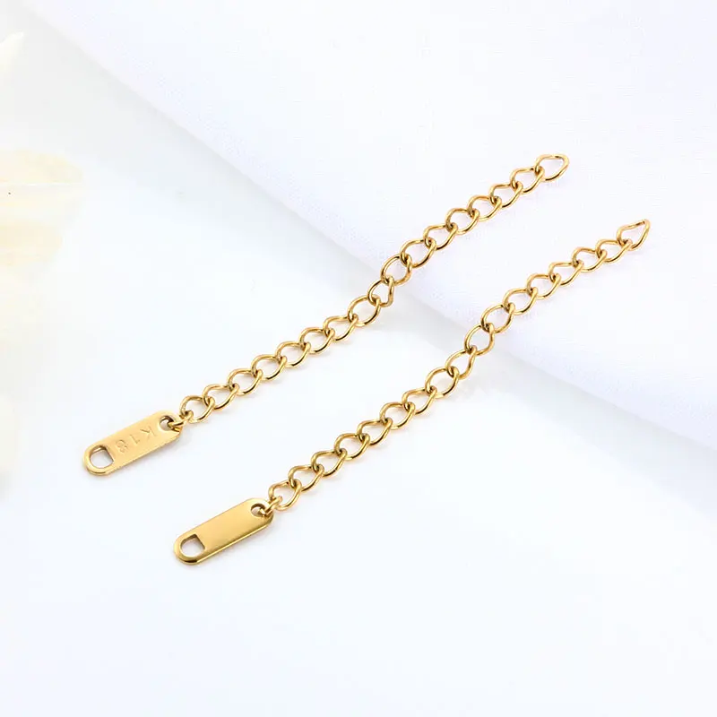 18k Gold Stainless Steel Extended Extension Chain Connector DIY Jewelry ...