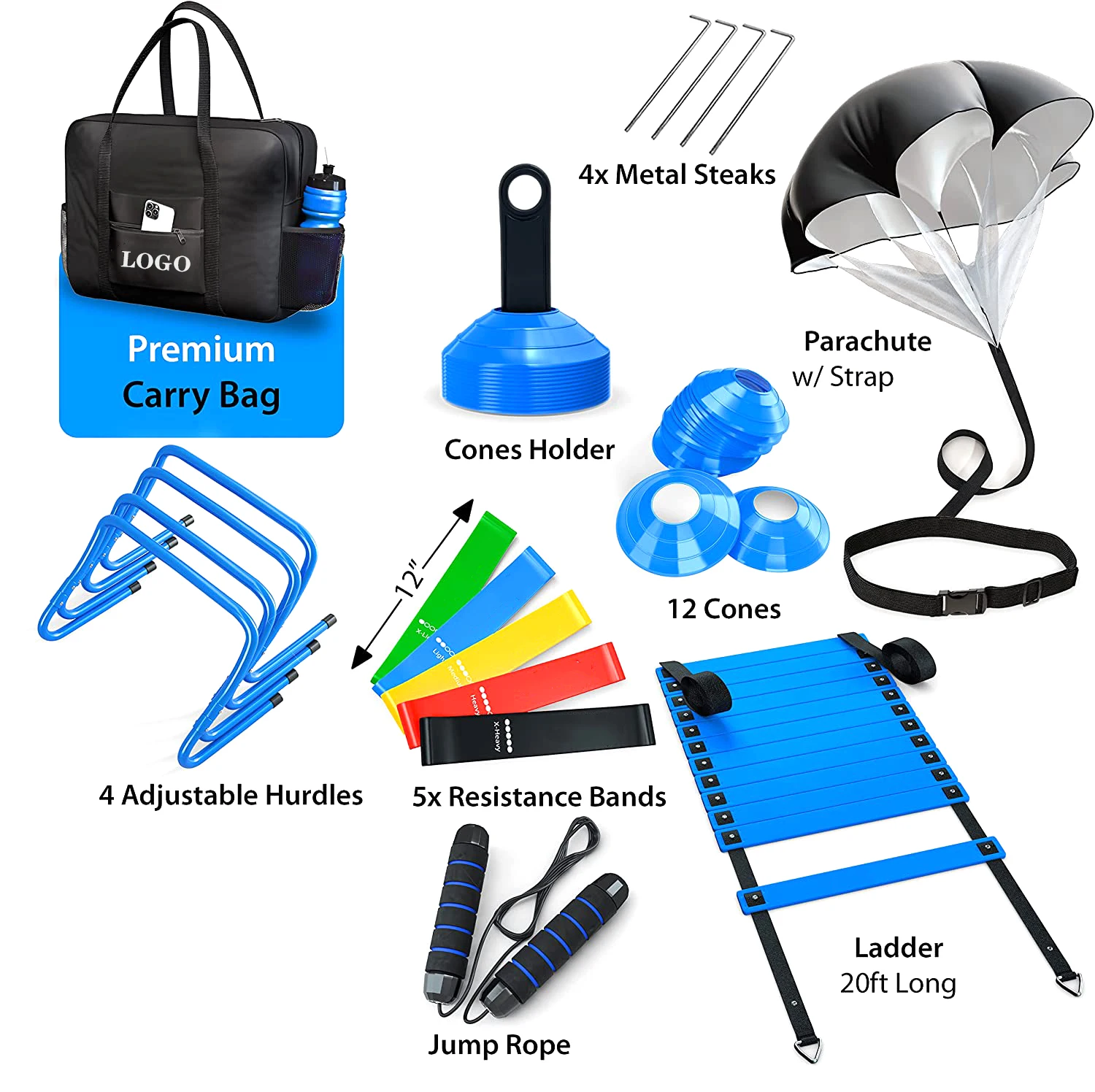 Soccer Football Training Gear Speed & Agility Training Set - 19.8ft ...