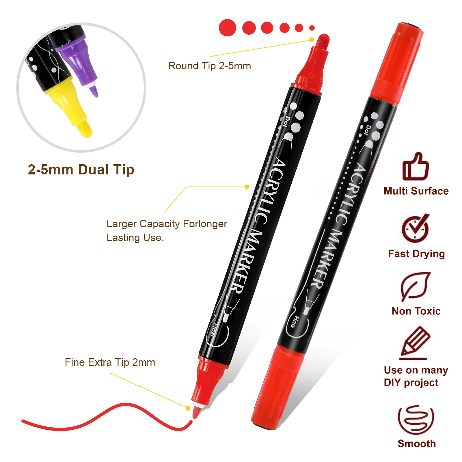 Alibaba.com: OEM Dual Tip Acrylic Markers 120 Colors, Non-bleeding ...