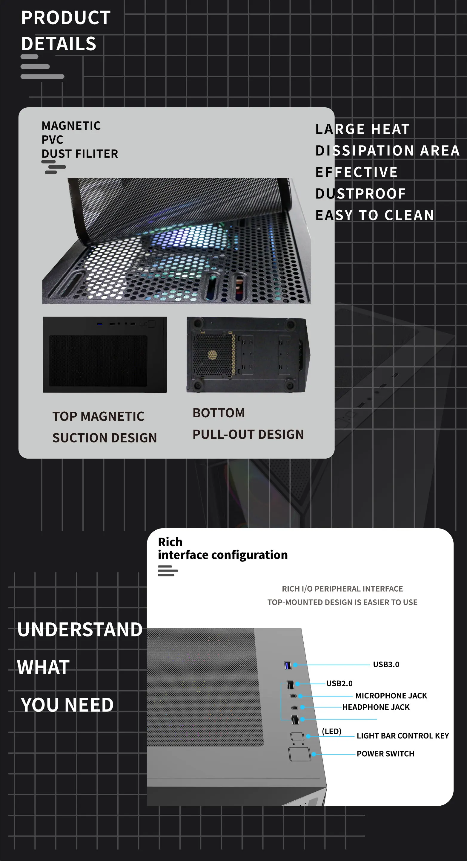 Kinpower ATX PC Case with 6 Pcs 120mm RGB Fans - Gaming Mid-tower