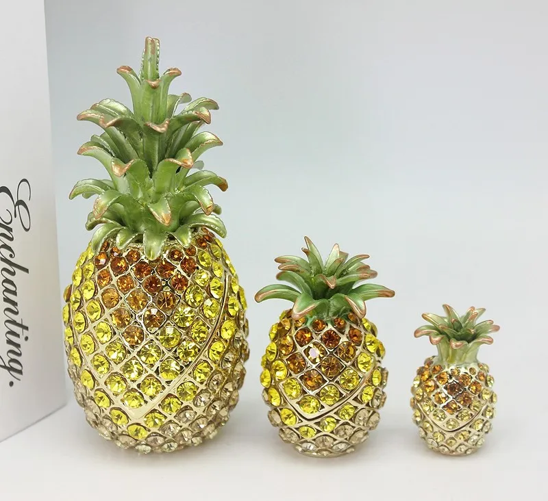 Luxury Enamel Colored Jewelry Box with Diamond-Studded Pineapple ...