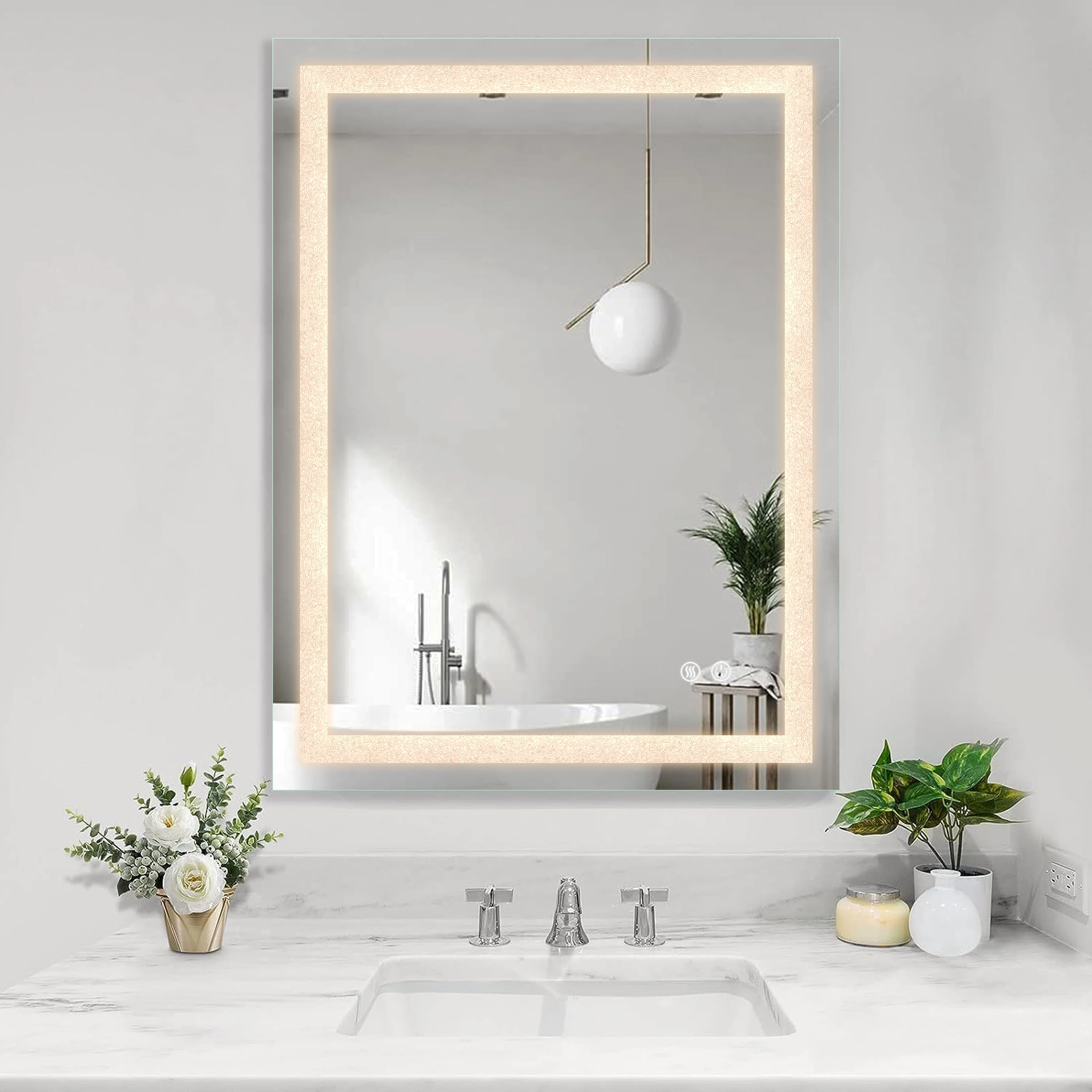 STANHOM Modern Hotel Bathroom Smart Crystal LED Lighted Vanity Mirror ...