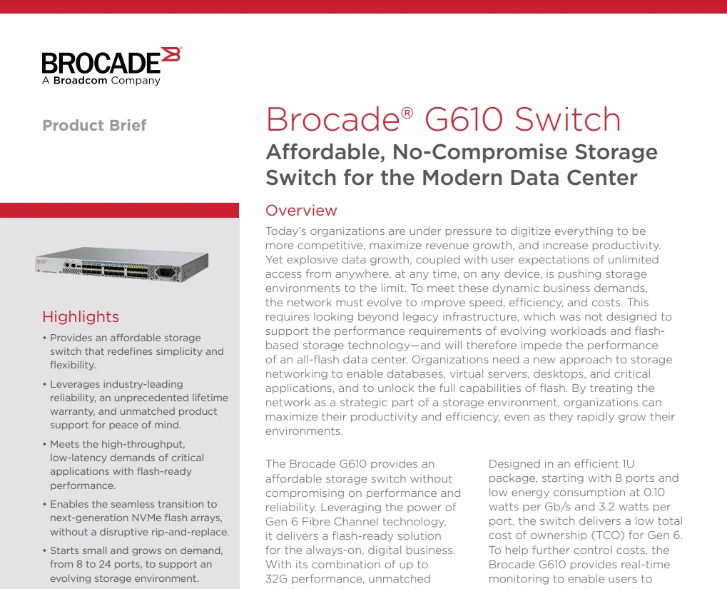 Brocade G610 Upgrade Kit XBR-SMED8PTPOD-16G - 2.5gbps