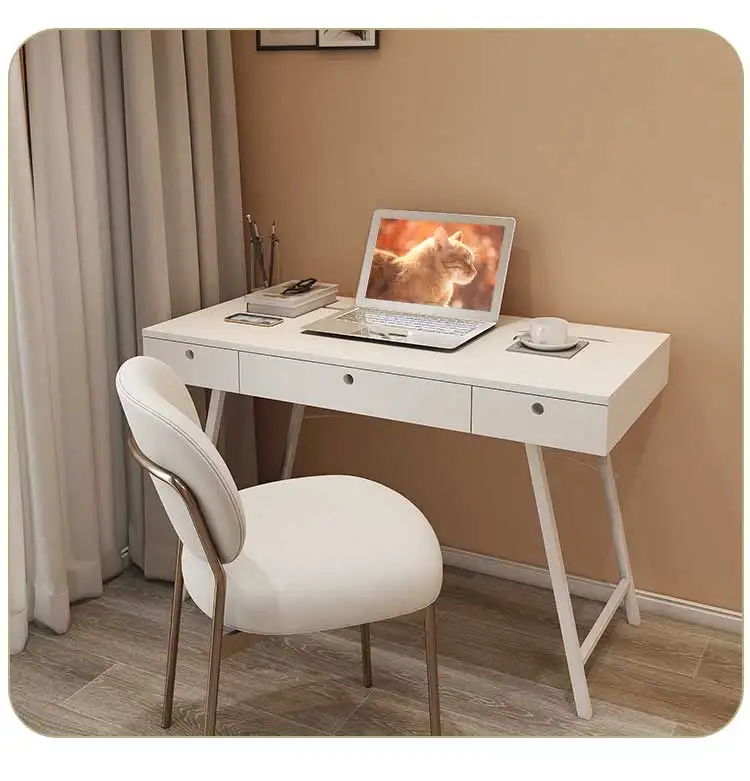 White Metal Feet Computer Workstation Table Desk In Uv Matt Paint Study ...