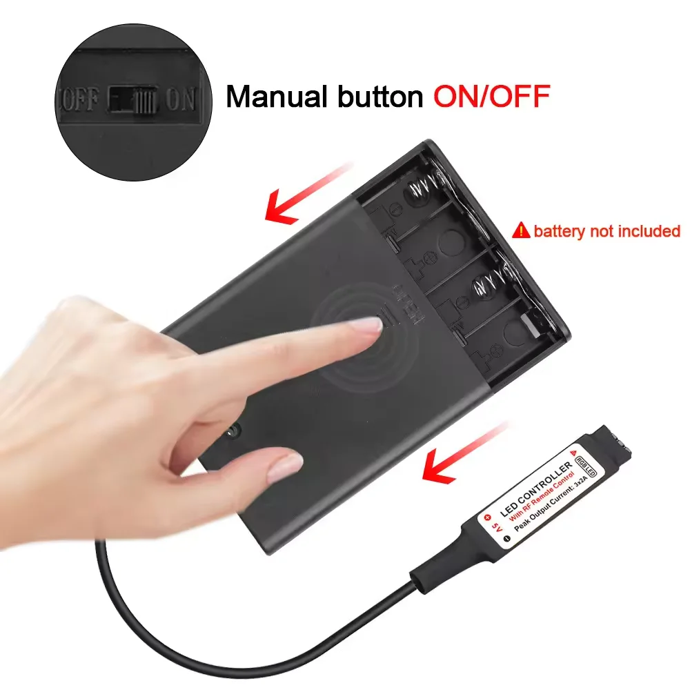 4AA Battery Box 5V RGB Light bar 17-key RF Remote Control Background ...
