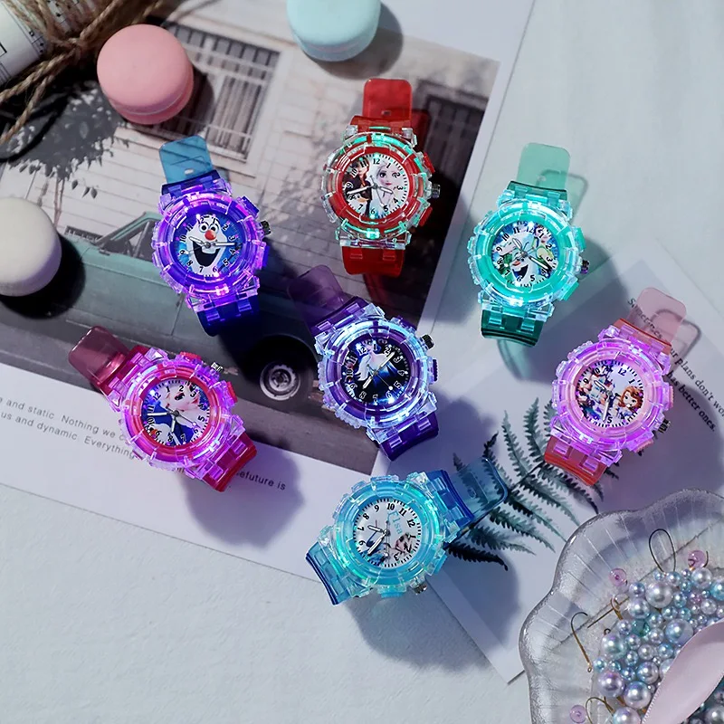 Fashion Glitter Cartoon Kids Quartz Watch Ice Princess Ladies Cartoon ...