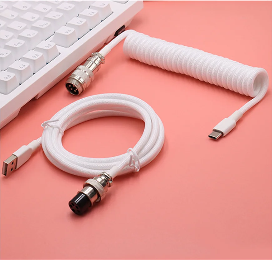 Custom DIY USB Type C Zinc Alloy Coil Coiled Braided Cord