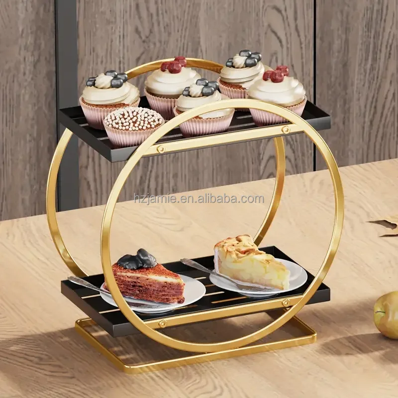 2-Tier round Metal Makeup Storage Shelves Double Tier Bathroom ...