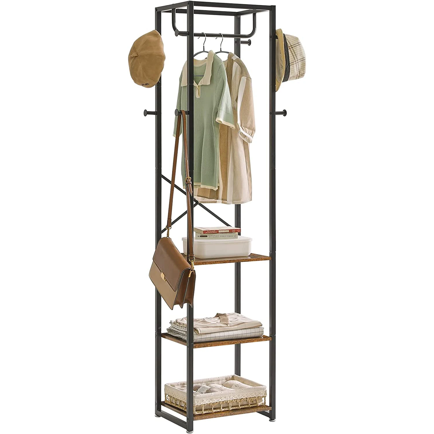 Modern 3-in-1 Multi-Functional MDF Hall Tree Coat Rack Entryway Storage ...