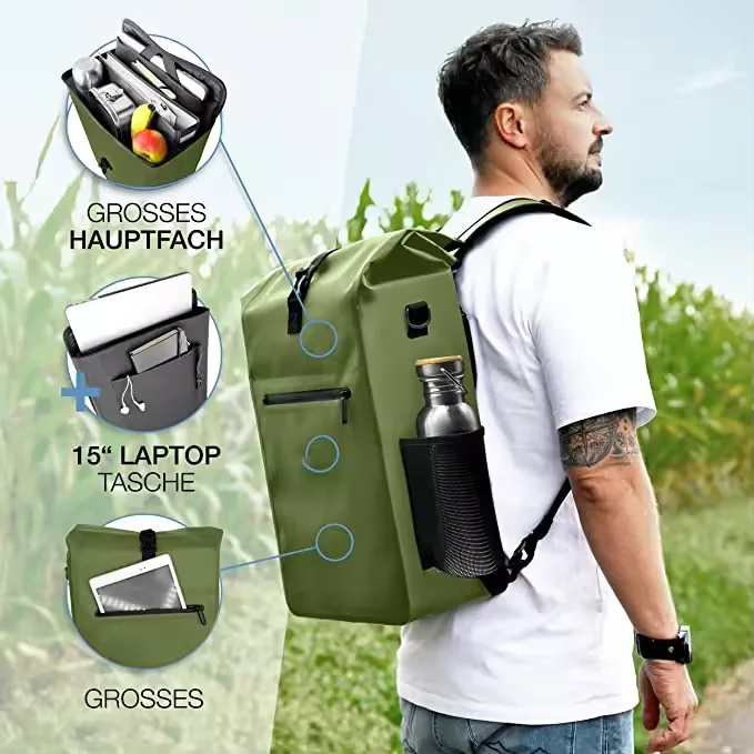 BACKPACK With Removable Bicycle for Pannier Rack 100% Waterproof and ...