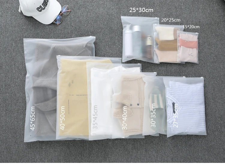 Custom Logo Translucent Clothes Zip Bag - CPE Semitransparent