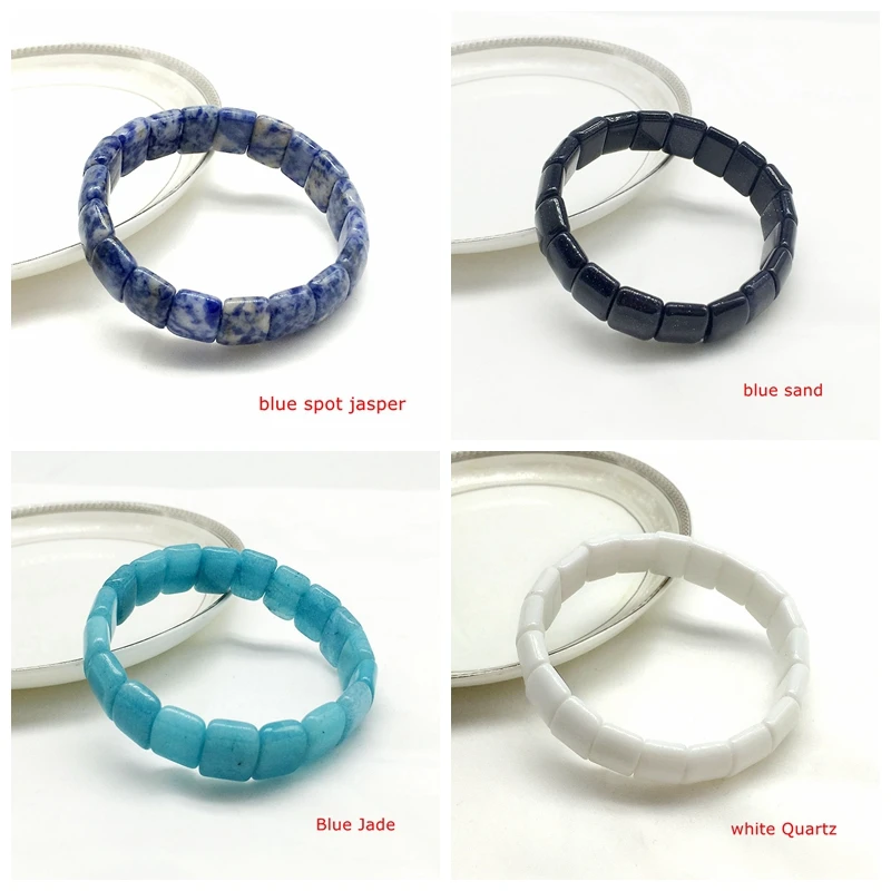 Natural Stone Bangles Colorful Crystal Elastic Bracelet Loose Gemstone ...