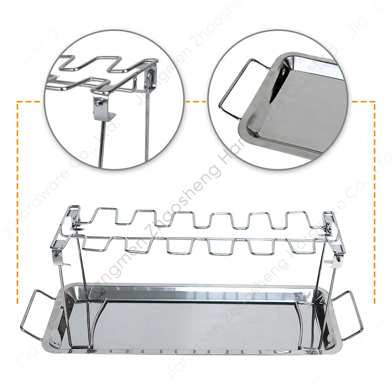 Roaster Stand Bbq Grill Grid Stainless Steel Chicken Leg Rack & Wing ...