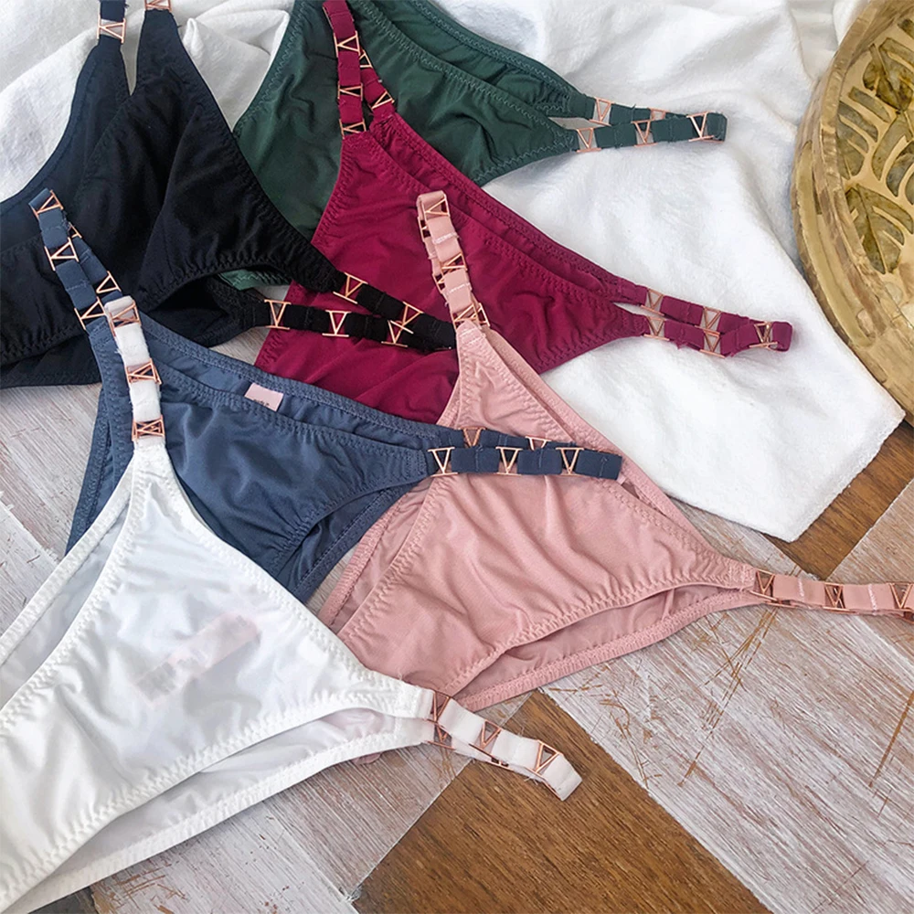 Sexy Women G-String Metal Buckle Waist Elastic T-back