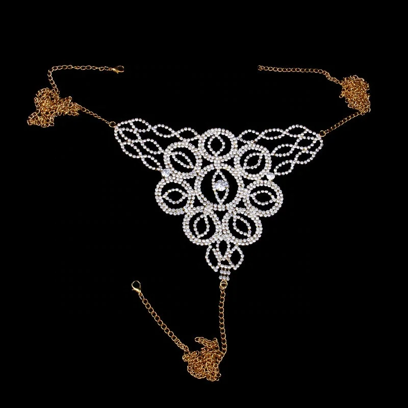 Shiny Flower Rhinestone Body Chain Nightclub Sexy Bikini Suit Women