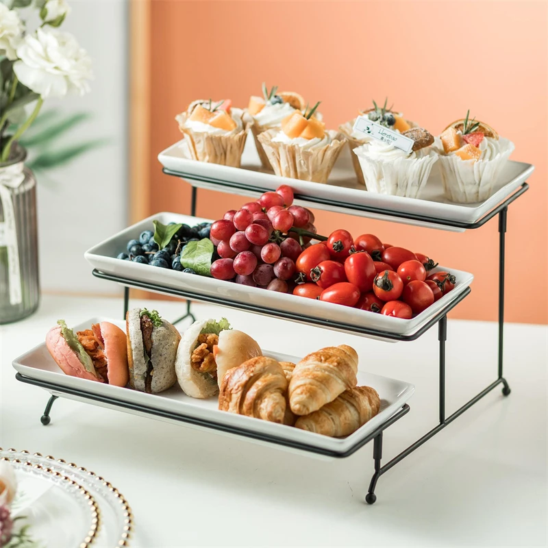 Modern Afternoon 3 Tier Catering Serving Trays Buffet Party Porcelain ...
