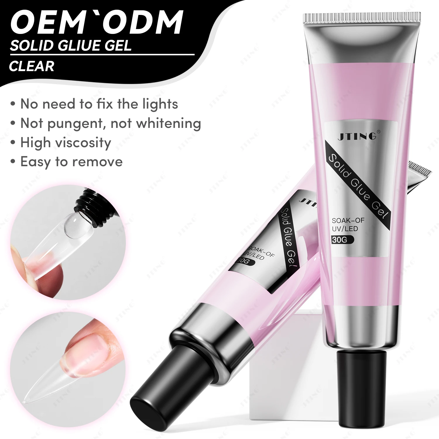 Jting Newest Durable Tube Solid Glue Gel 20ml Clear Nail Tips Glue Gel ...