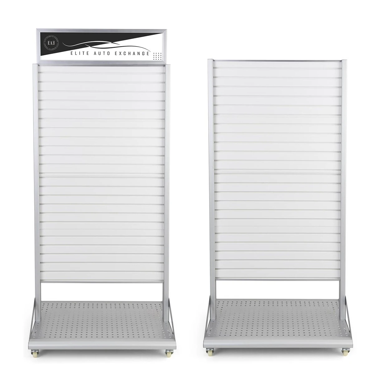 2-sided Design Rolling Slatwall Stand Mobile Display With Sign Holder ...