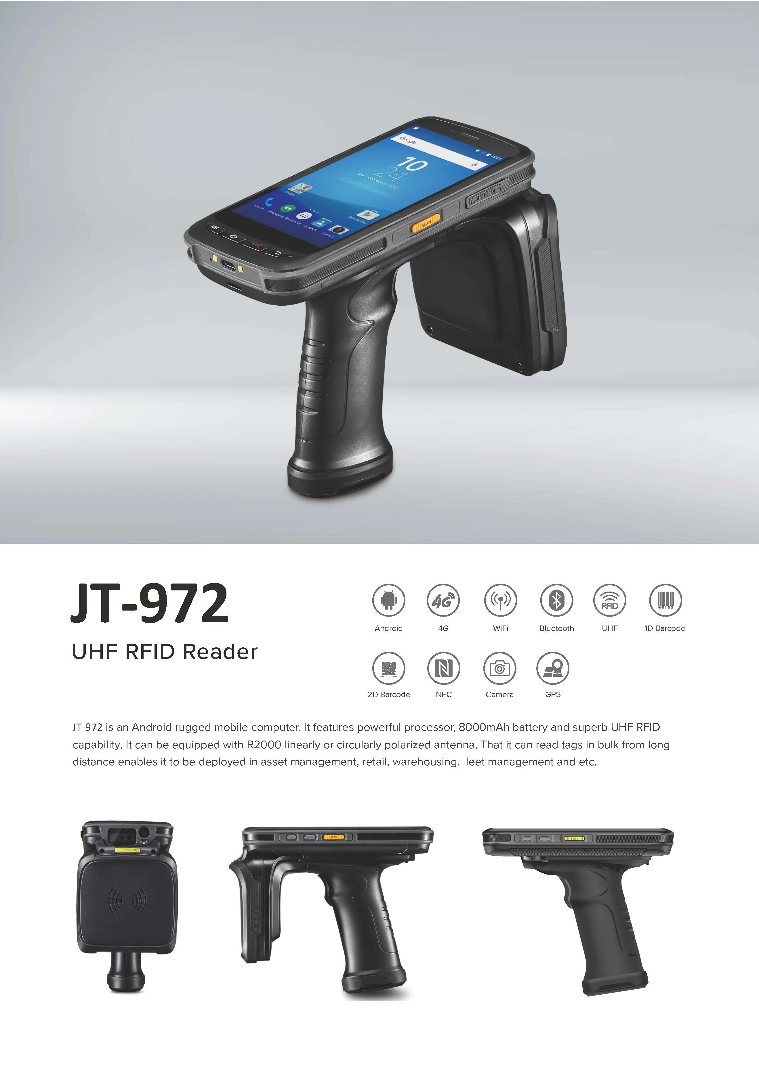 Barcode Scanner Uhf Rfid Data Collection Android Tablet Pda Rfid Reader ...