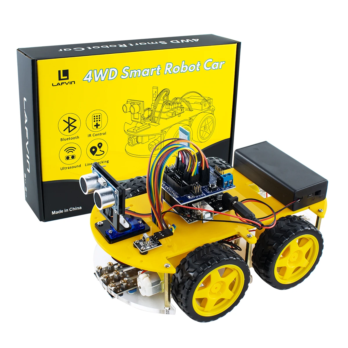 Multi Function 4wd Robot Car Kits With Ultrasonic Module