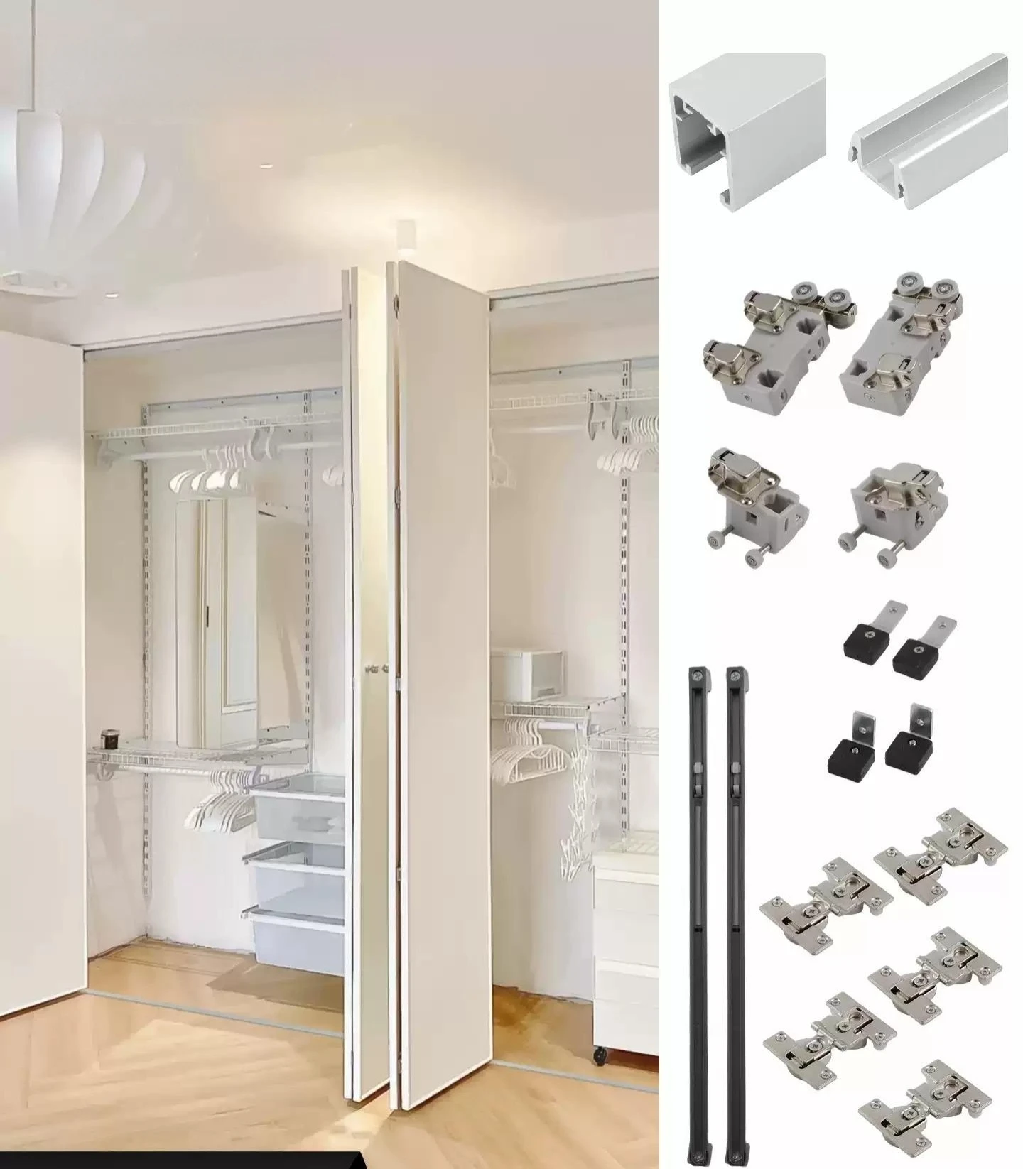 Wardrobe Folding Sliding Door Hanging Rail Hardware Accessories ...