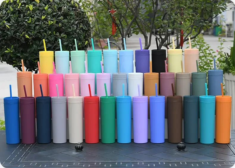 Usa Warehouse Slim Skinny Acrylic Pastel Colored Matte Tumblers 16oz ...