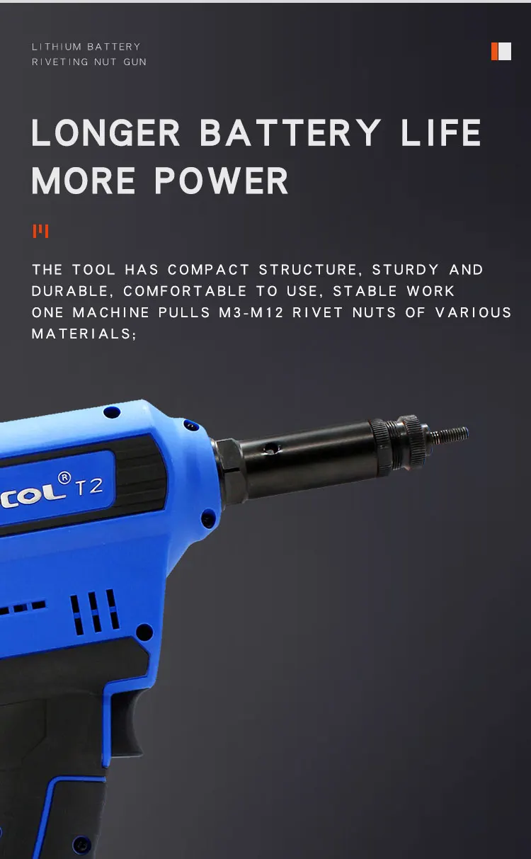 Industrial Grade Lithium Battery Rivet Nut Gun Cordless Convenient ...