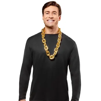 Gold Chain Cuban Style Plastic Necklace Fan Chain Hip Hop Party ...