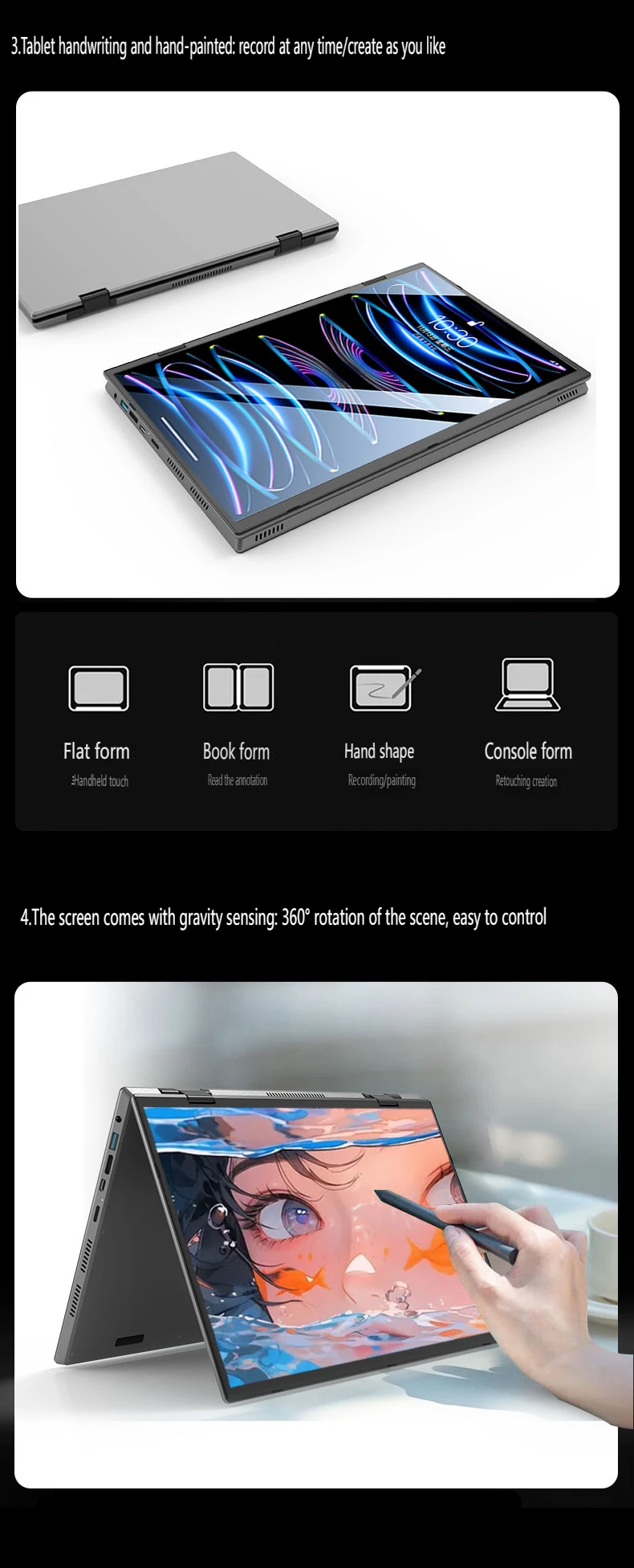 Full Size Dual Ips Screen Laptop 14 Inches Double Screen Core N95 ...