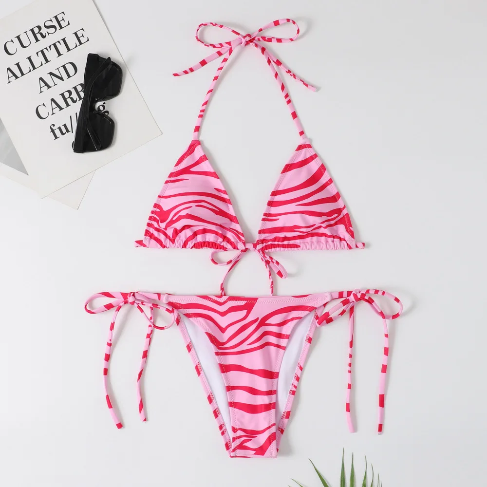 Zebra Print Pattern Thong Bikini Swimsuit// - Buy Zebra Print Pattern ...