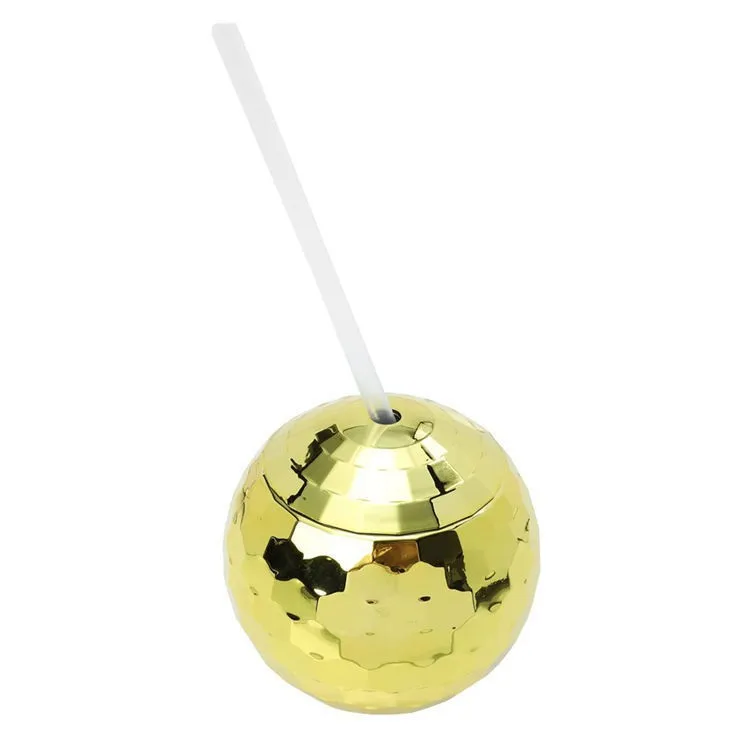 20 Oz Disco Ball Drinking Tumbler With Lid And Straw Mug In Gold Color ...