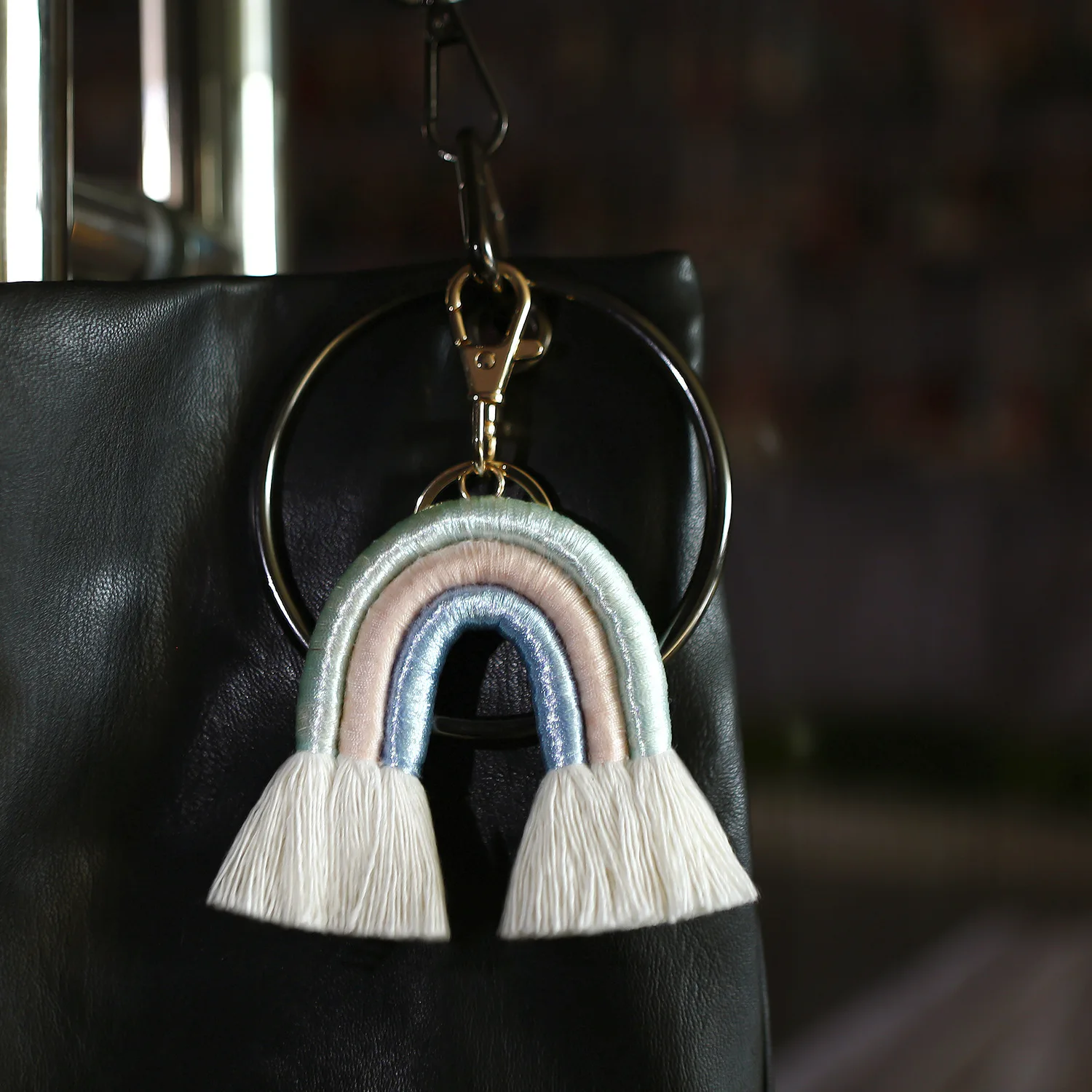 8 Rainbow Key Chains Macrame Weaving Rainbow Tassel Boho Key Chain Key ...