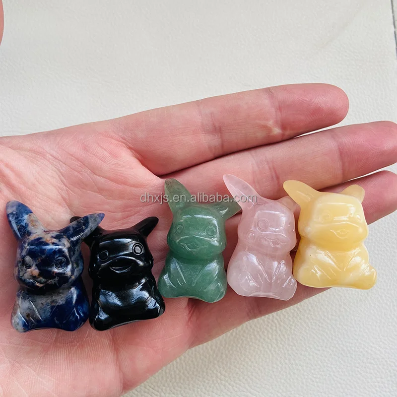 Wholesale Carving New Crafts Cartoon Character Jade Crystal Pikachu Pokemon