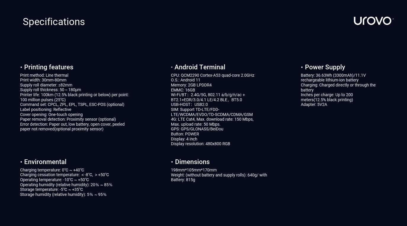 UROVO Handheld Label Printer K388 - Portable & Efficient