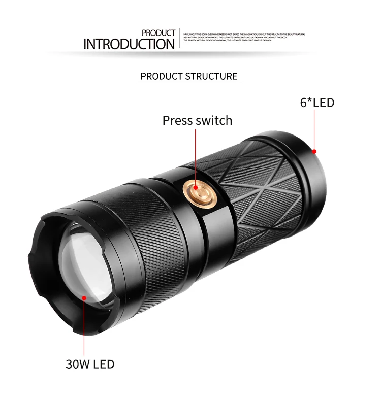 Outdoor Lighting Tools Rechargeable Torch Light Long Distance 30w Led ...