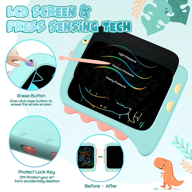 Learning Educational Cartoon Dinosaur Toys Gift Set 8.5inch Kids ...