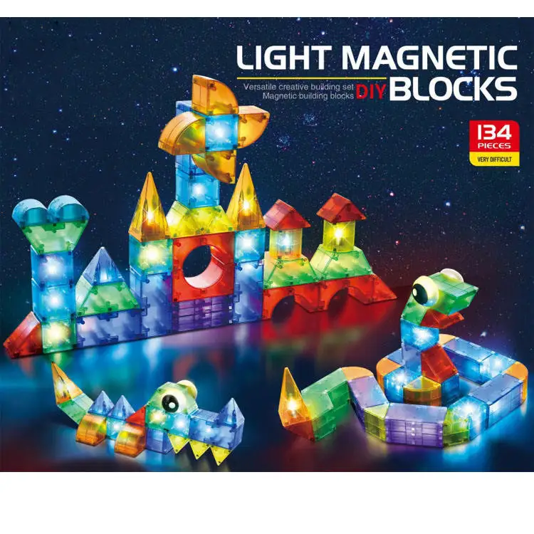 Diy Magnetic Connecting Blocks Toys Preschool Educational 3d Led ...