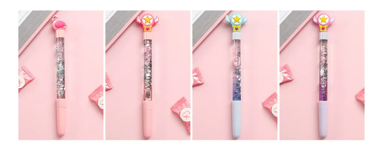Pink Korean Creative Oil Colorful Quicksand Pen for Girls