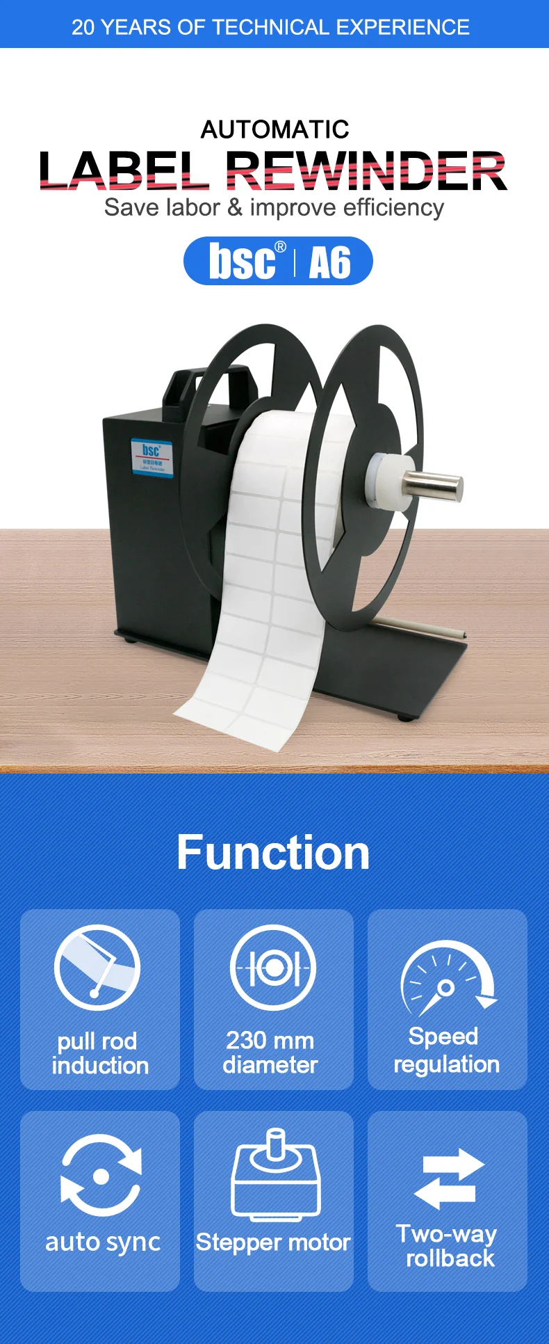 Bsc 120mm Width Metal Body Automatic Label Rewinder Machine Unwind ...