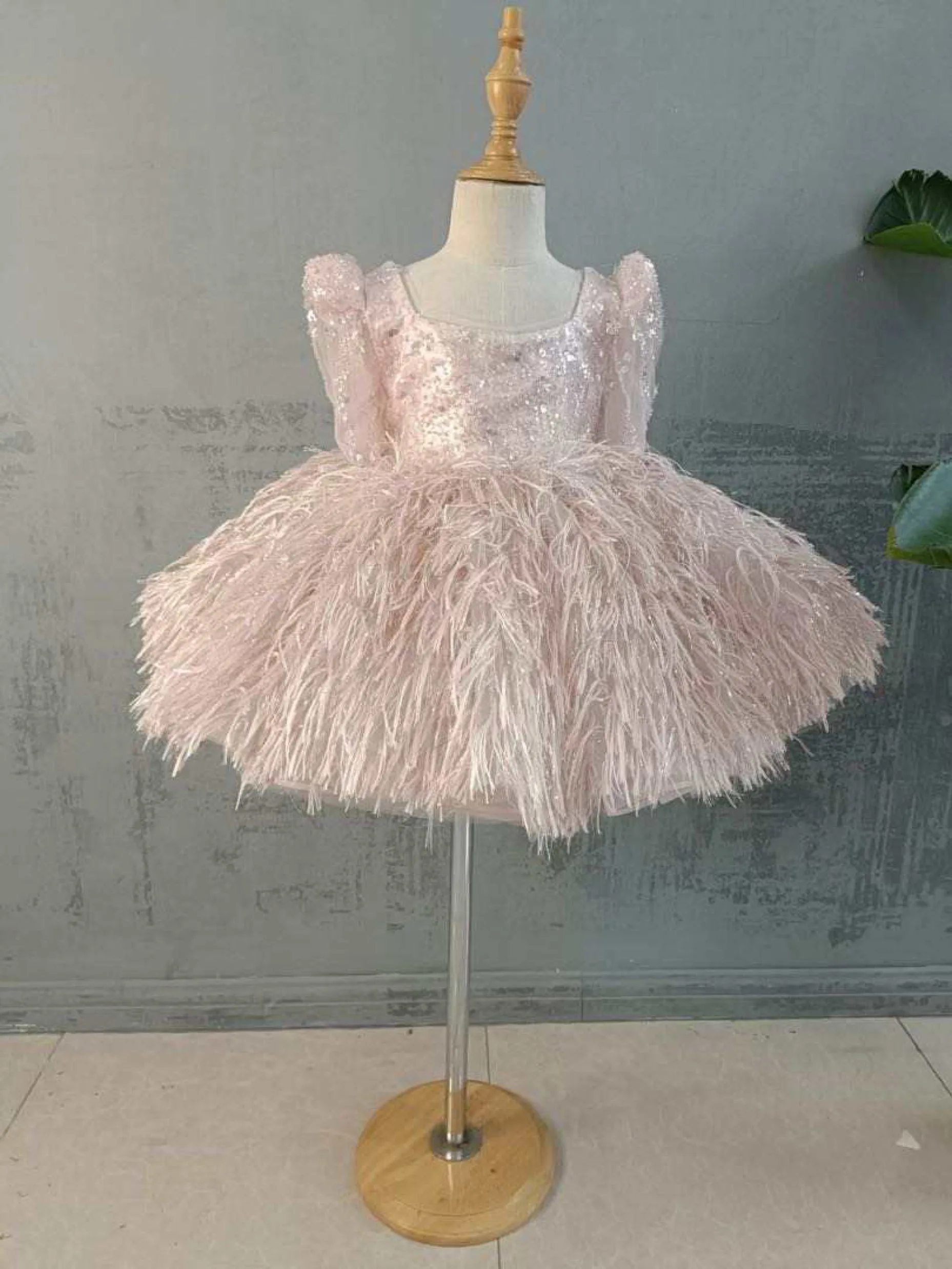 Luxury Sequin Baby Girl Princess Gauze Tutu Dress Puff Sleeve Vestido ...