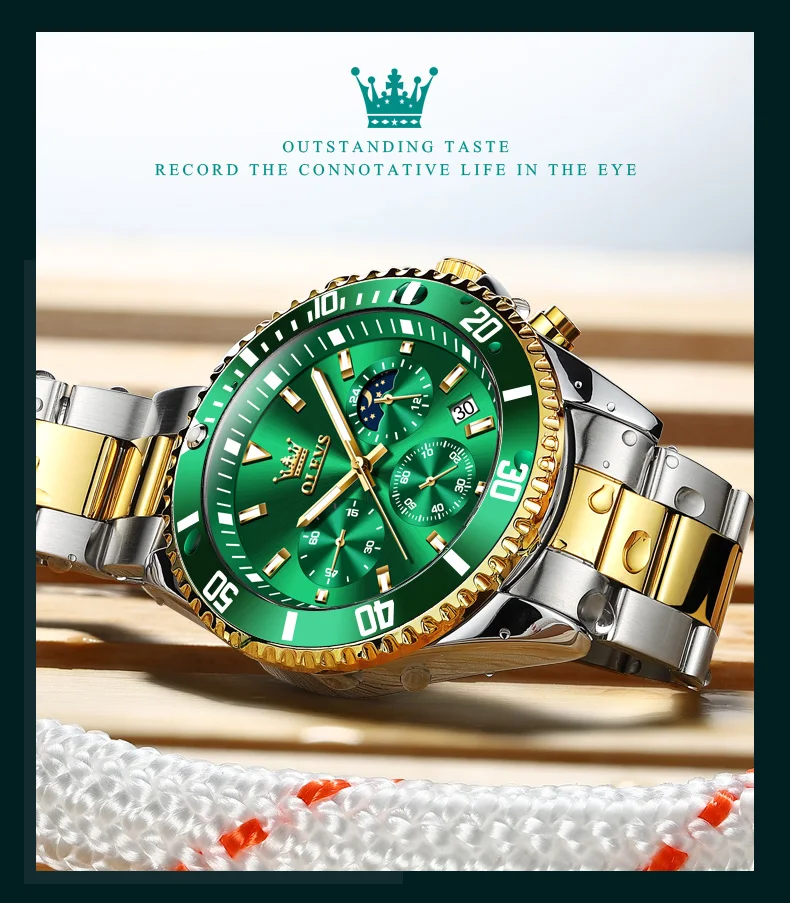 New Men's Sport Chronograph Quartz Watch - OLVES Waterproof Luminous ...